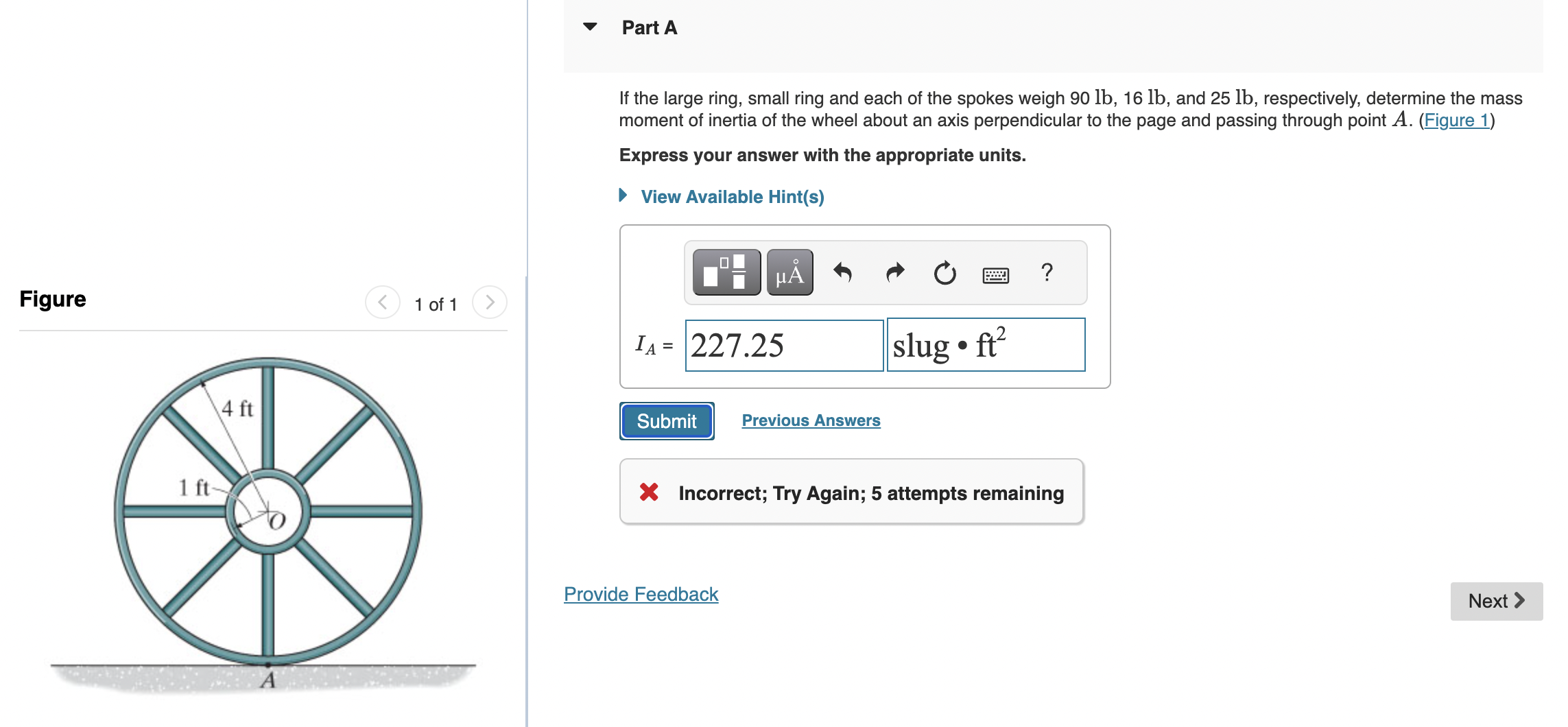 Solved If the large ring, small ring and each of the spokes | Chegg.com