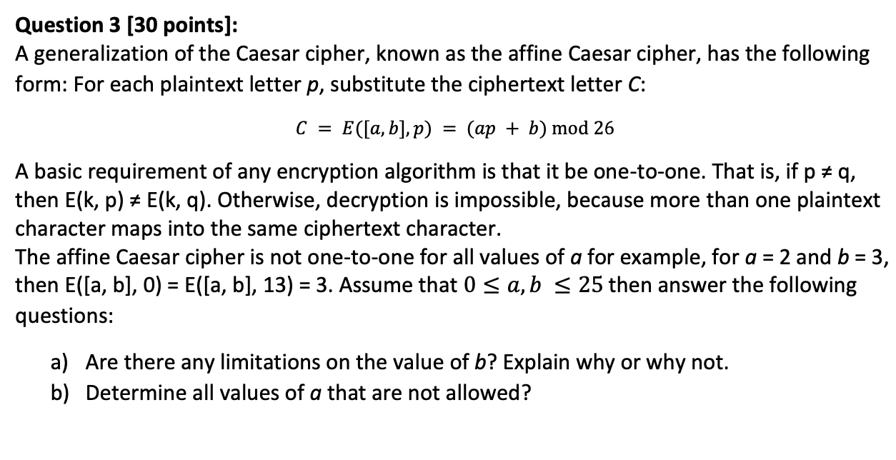 Solved Question 3 [30 points]: A generalization of the | Chegg.com