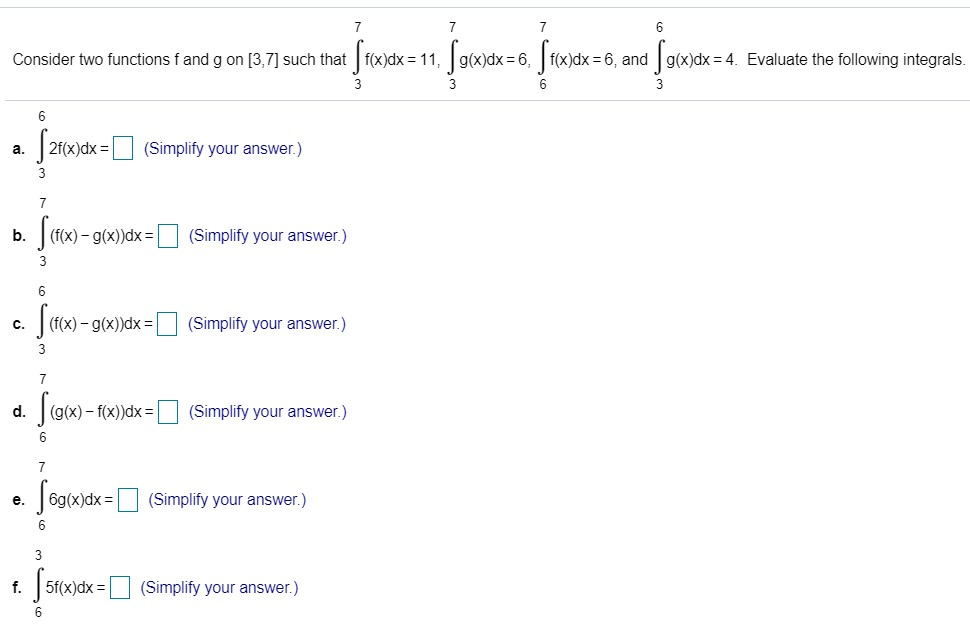 Solved 7 7 6 Consider two functions f and gon [3,7) such | Chegg.com