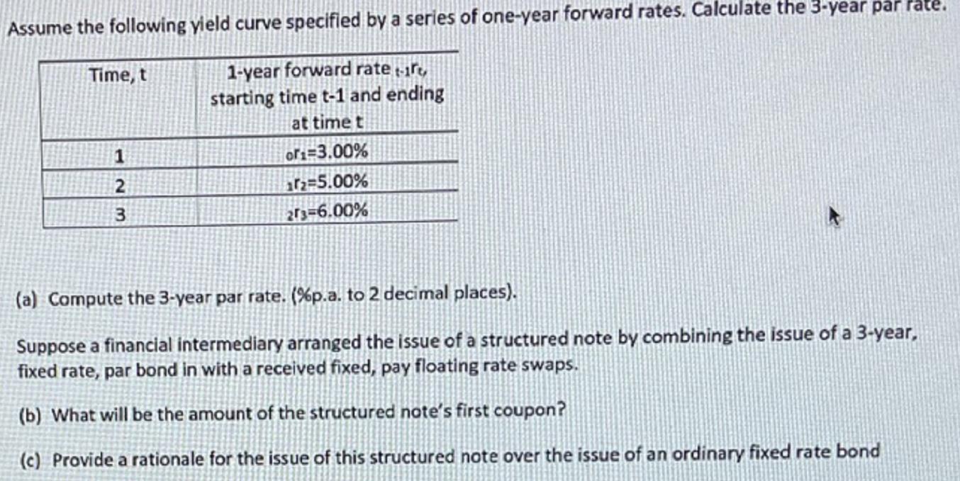 (a) Compute the 3-year par rate. (\%p.a. to 2 decimal | Chegg.com