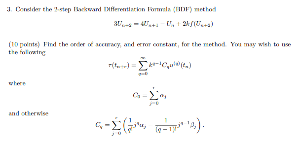 Solved 3. Consider the 2-step Backward Differentiation | Chegg.com