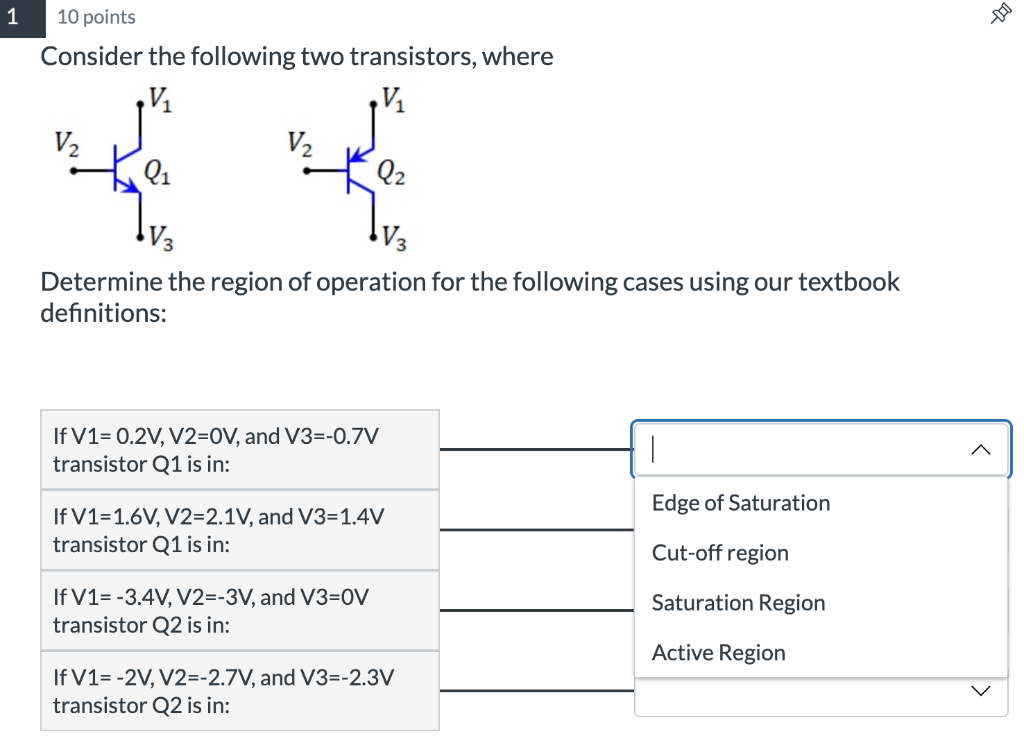 Solved Consider the following two transistors, where | Chegg.com