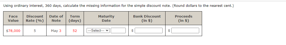 Solved Using ordinary interest, 360 days, calculate the | Chegg.com