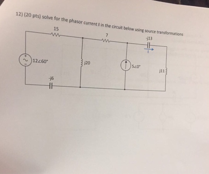 Solved Solve for the phasor current I in the circuit below | Chegg.com