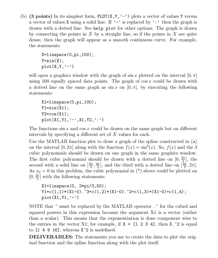 3. Cubic spline interpolating functions can be | Chegg.com