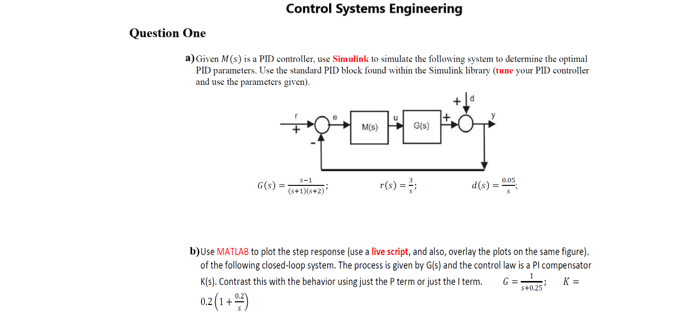 Solved Control Systems Engineering n One a) Given M(s) is a | Chegg.com