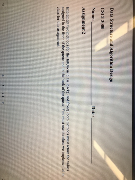 Solved Data Structure And Algorithm Design Csci 3000 Name 4430