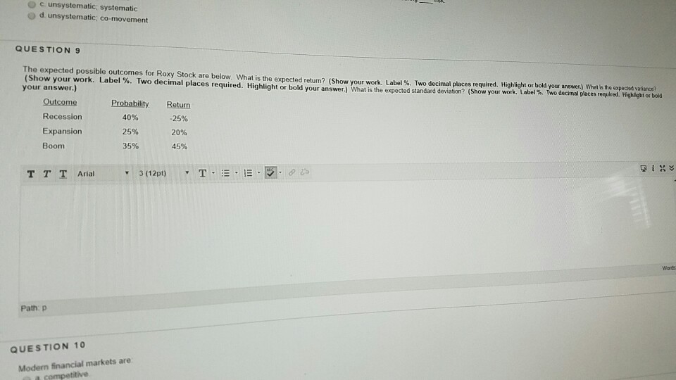 Solved 巻c.unsystematic, systematic o d unsystematic, | Chegg.com