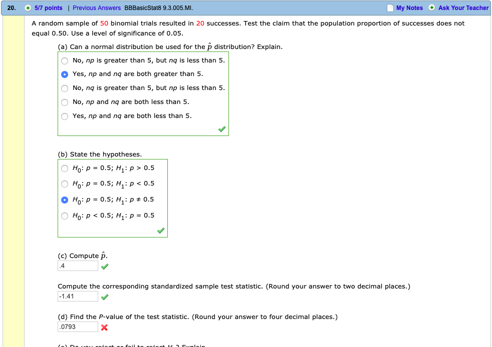 Solved 20. 5/7 points | Previous Answers BBBasicStat8 | Chegg.com