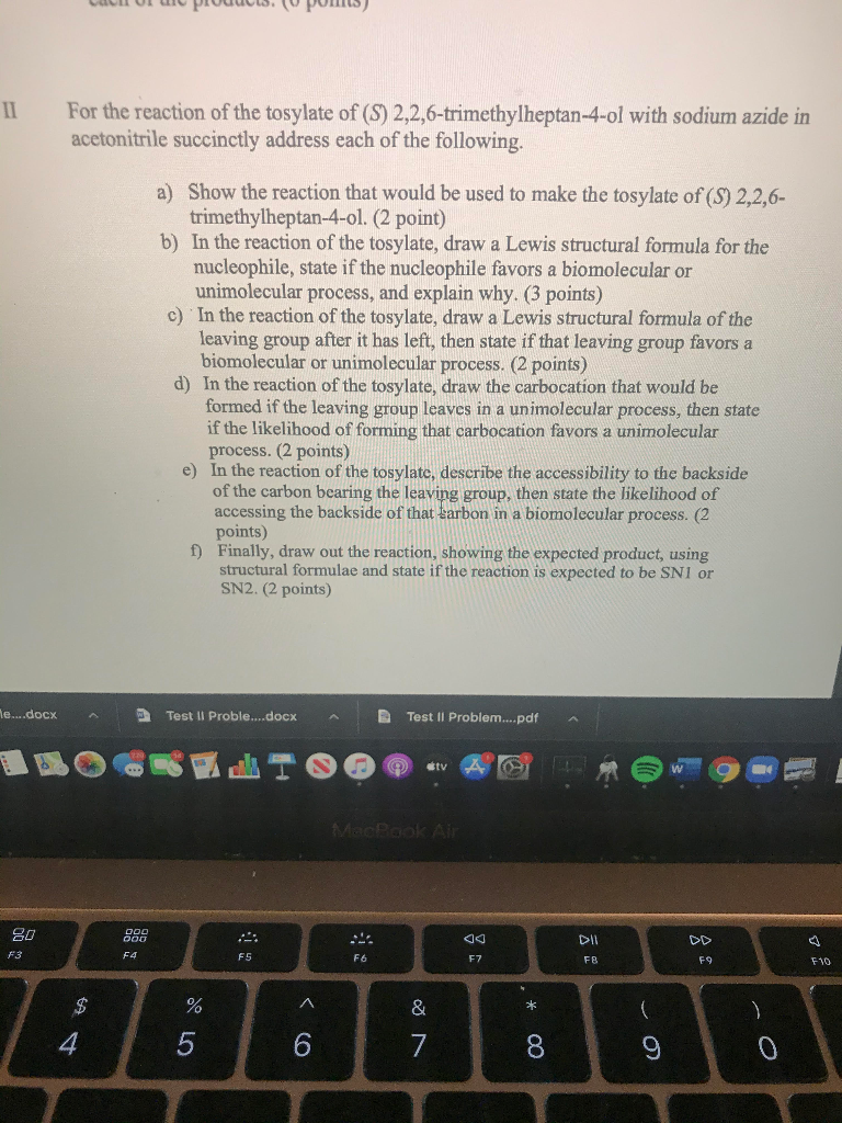 Solved can II For the reaction of the tosylate of (S) | Chegg.com