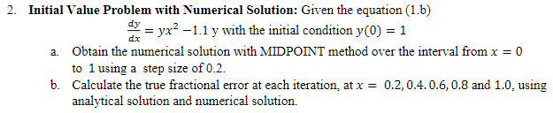 Solved Initial Value Problem With Numerical Solution Given 6038