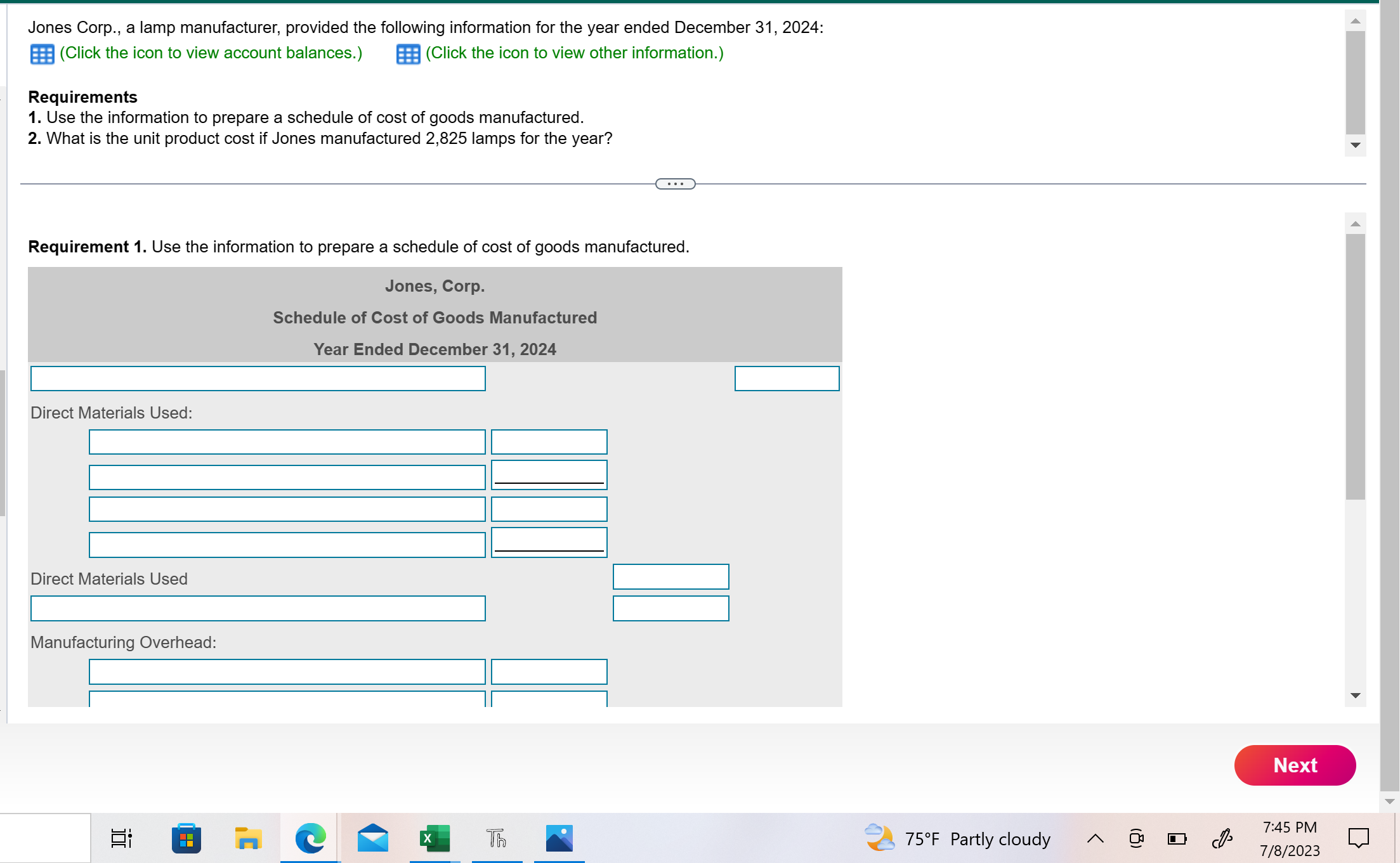 Solved Jones Corp., a lamp manufacturer, provided the | Chegg.com
