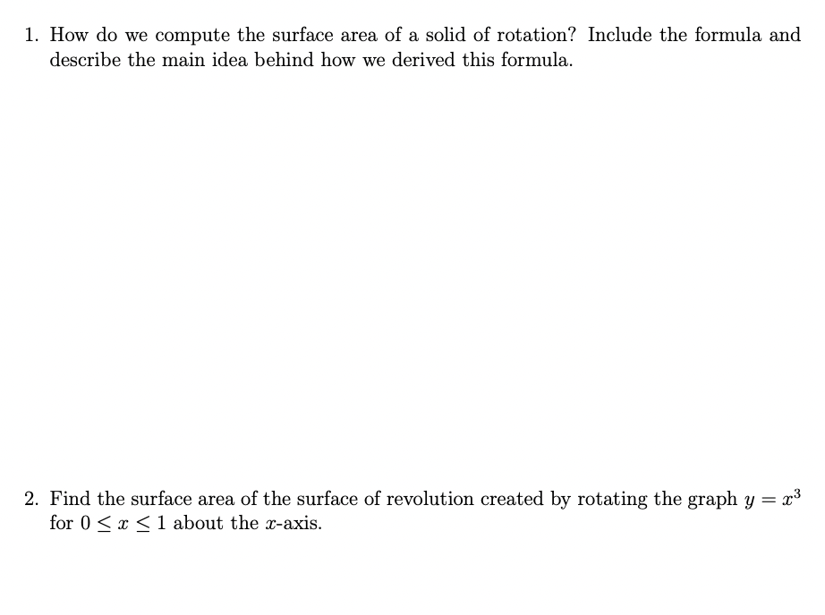 Solved How do we compute the surface area of a solid of | Chegg.com