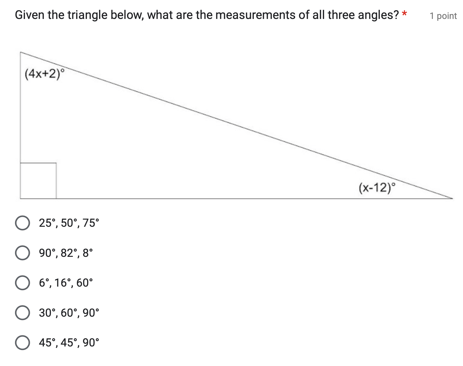 Solved Given the triangle below, what are the measurements | Chegg.com