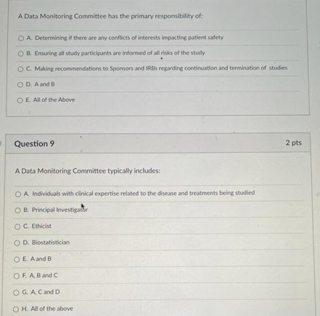 Solved A Data Monitoring Committee has the primary | Chegg.com