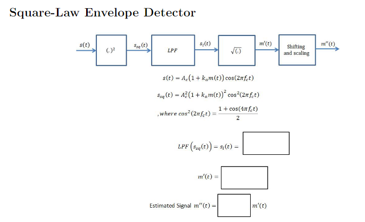 Solved Complete the derivation of Square-Law Envelope | Chegg.com