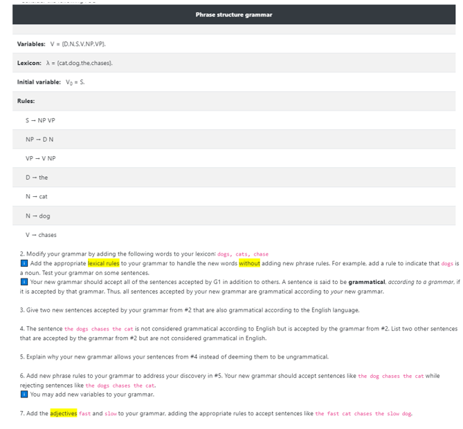 Solved Phrase structure grammar Variables: V. | Chegg.com