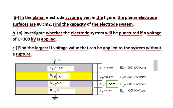 Solved a-) In the planar electrode system given in the | Chegg.com