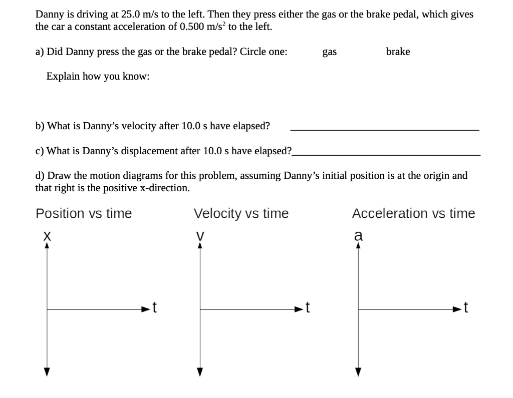 Solved Danny is driving at 25.0 m/s to the left. Then they | Chegg.com