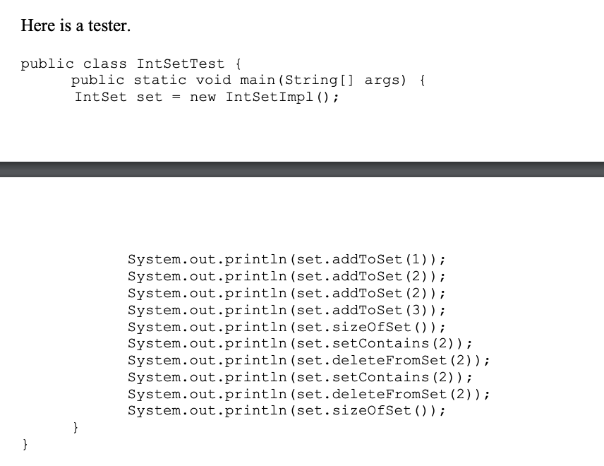 Solved Question 1. The target interface is for a simple set | Chegg.com