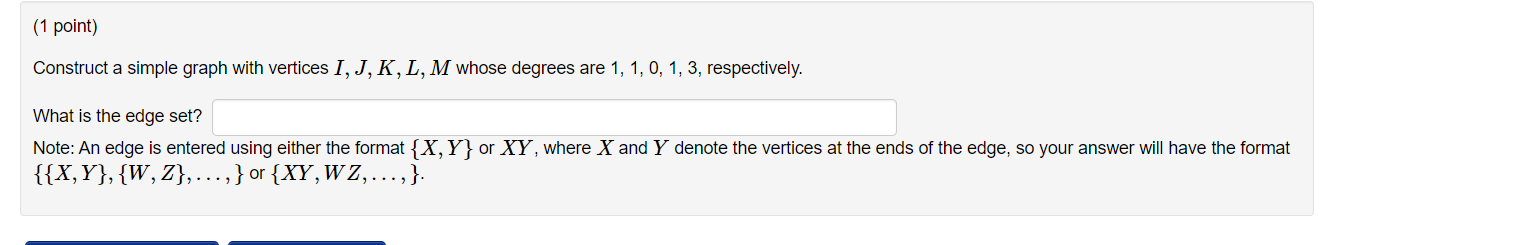Solved (1 point) Construct a simple graph with vertices | Chegg.com
