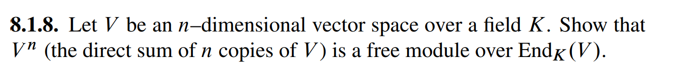 Solved 8.1.8. Let V be an n–dimensional vector space over a | Chegg.com