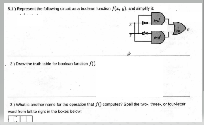 Solved 5.1) Represent the following circuit as a boolean | Chegg.com