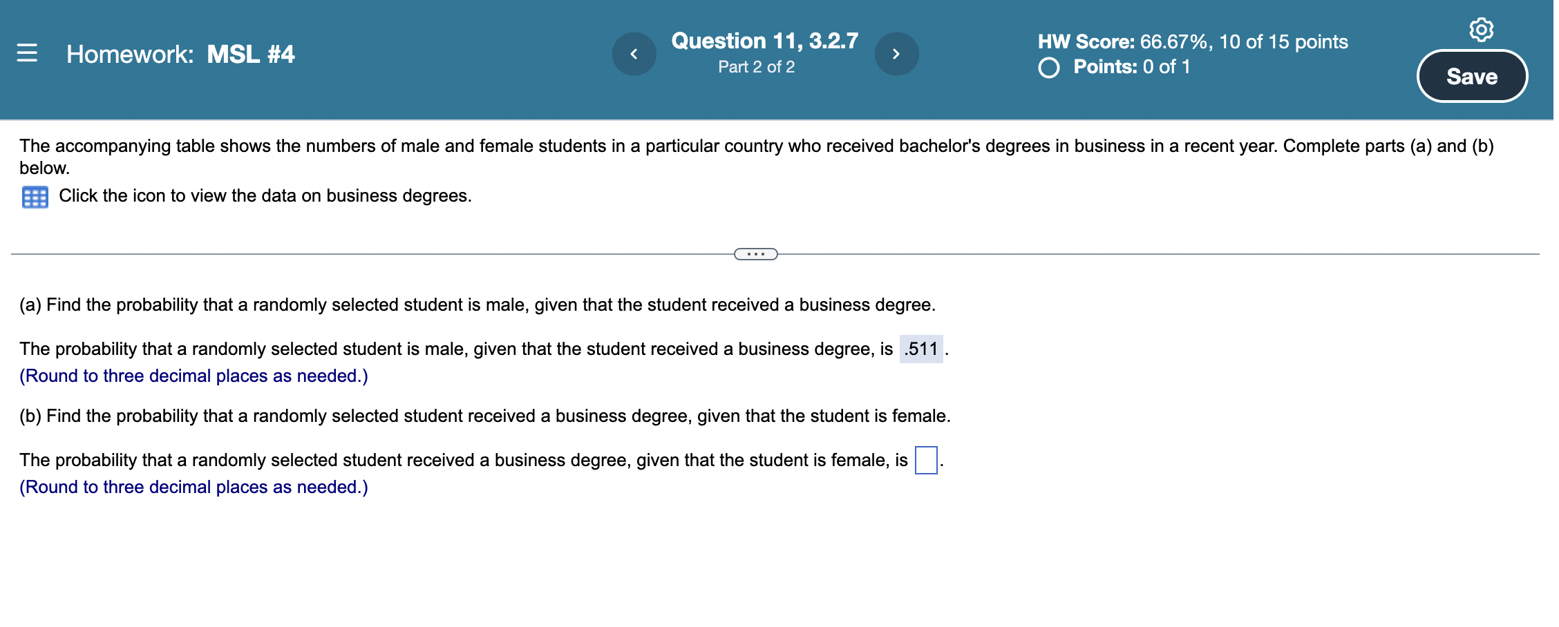 = Homework: MSL #4 Question 11, 3.2.7 Part 2 of 2 HW | Chegg.com