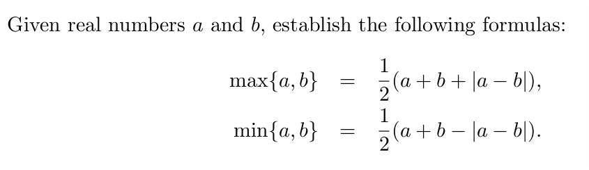 Solved Given real numbers a and b, establish the following | Chegg.com