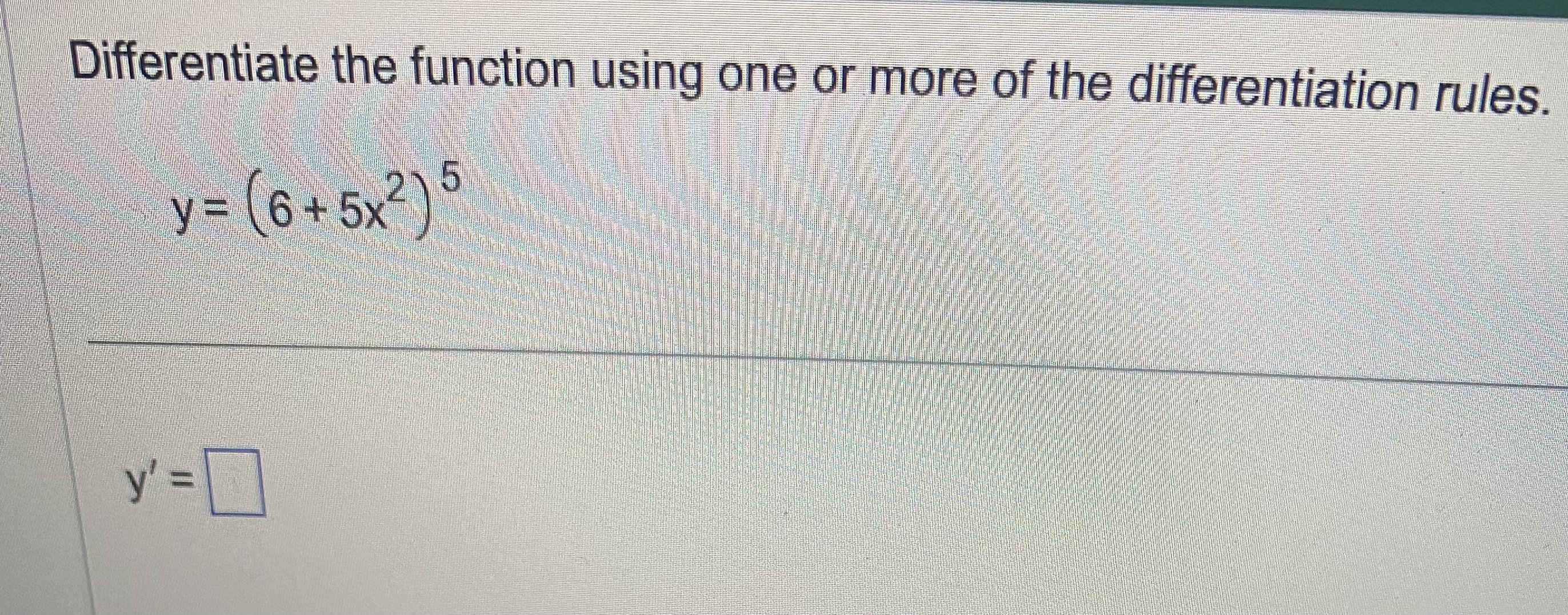 Solved Differentiate the function using one or more of the | Chegg.com