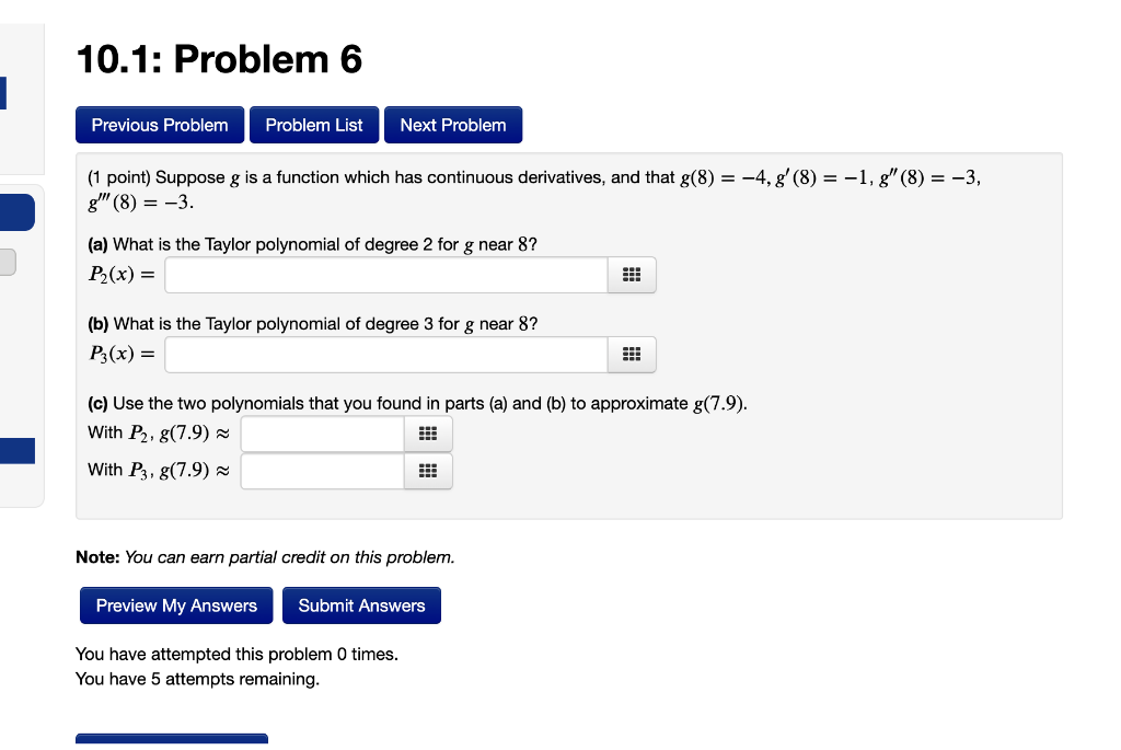 Solved (1 point) Suppose g is a function which has | Chegg.com