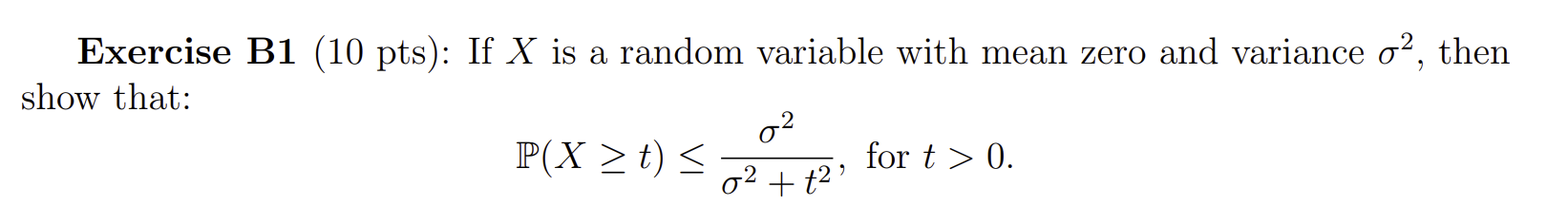 Solved Exercise B1 (10 pts): If X is a random variable with | Chegg.com
