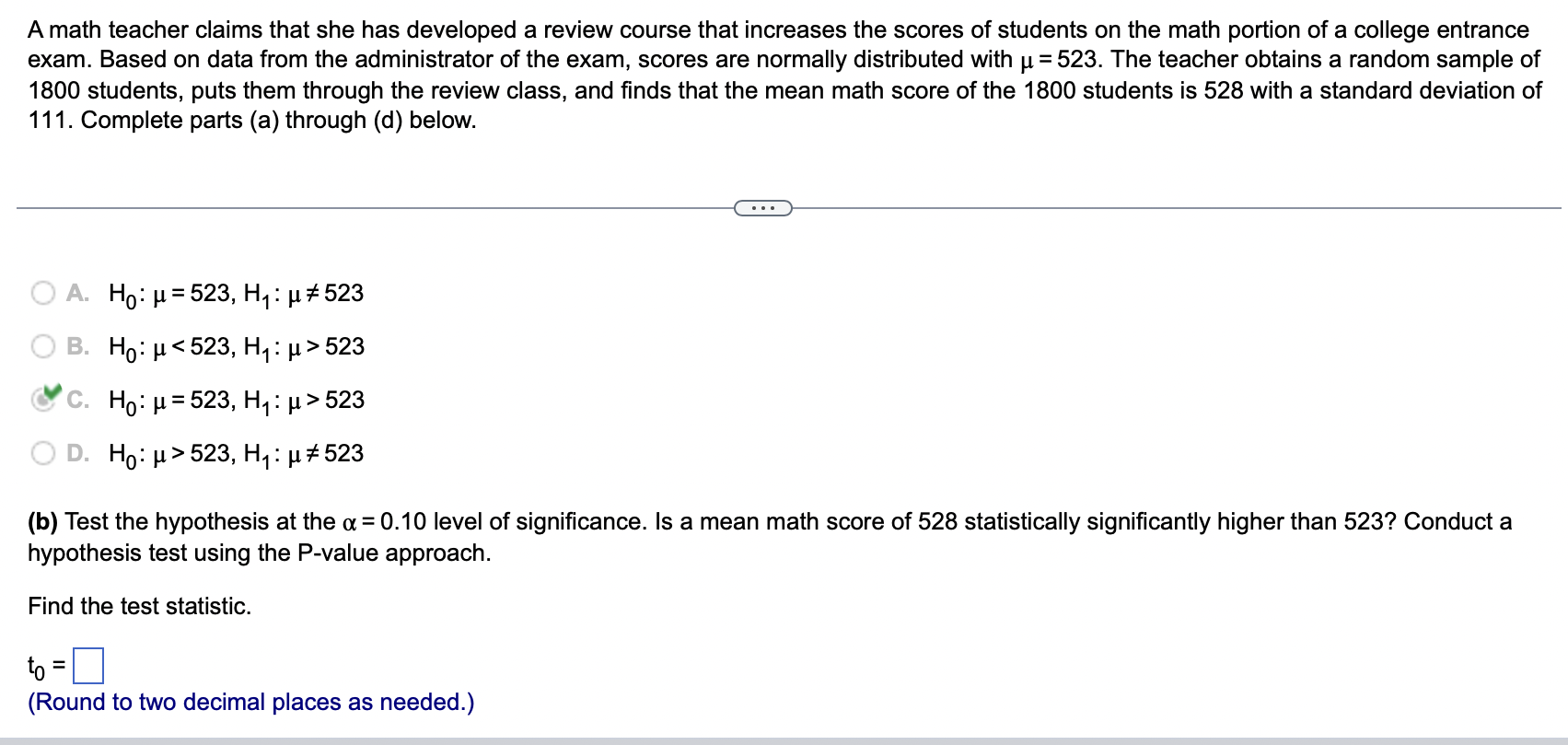 Solved A math teacher claims that she has developed a review | Chegg.com