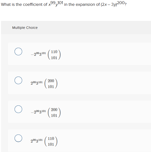 Solved What Is The Coefficient Of X99y101 In The Expansion