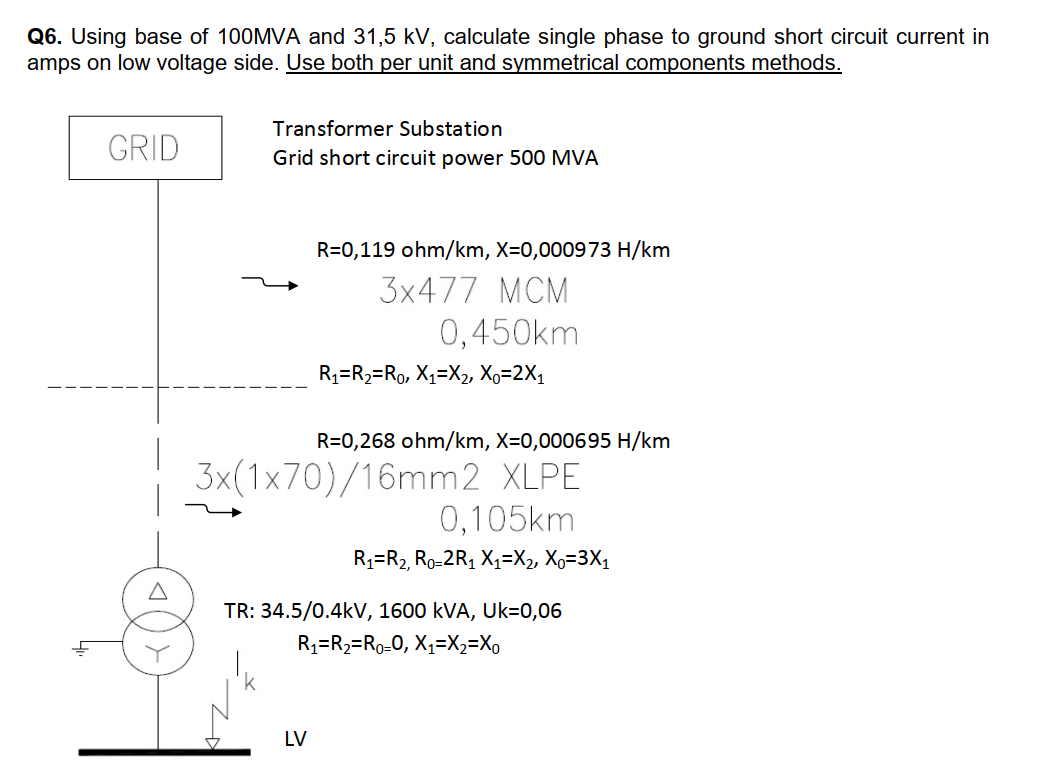 Solved Q6. Using base of 100MVA and 31,5kV, calculate single | Chegg.com