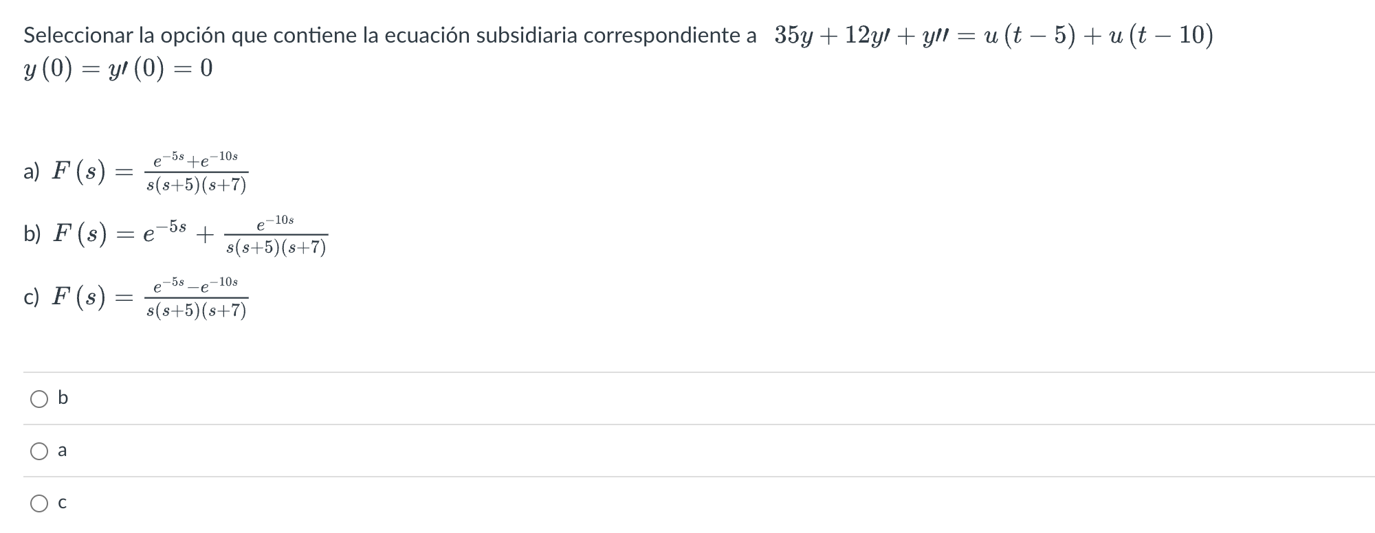 Solved Seleccionar la opción que contiene la ecuación | Chegg.com
