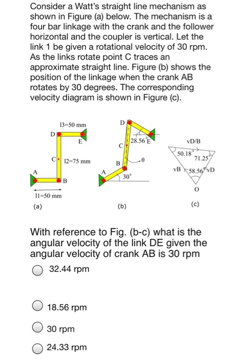 Solved Consider a Watt's straight line mechanism as shown in | Chegg.com