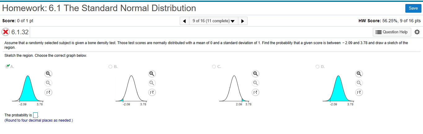 Solved Homework: 6.1 The Standard Normal Distribution Save | Chegg.com