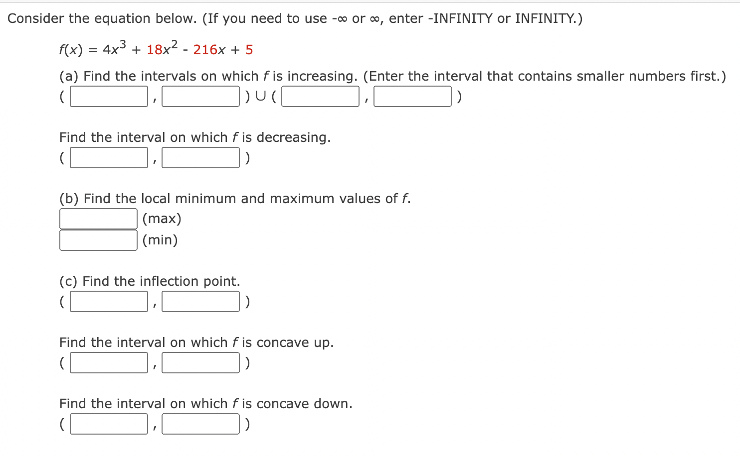 Solved sider the equation below. (If you need to use −∞ or | Chegg.com