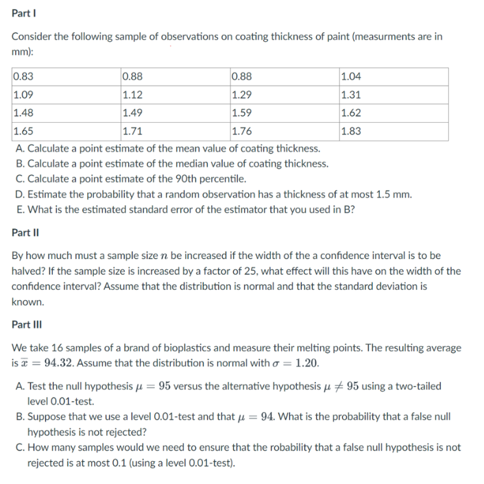Solved Consider the following sample of observations on | Chegg.com