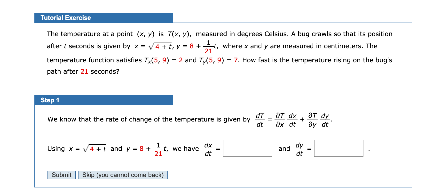 Solved Tutorial Exercise The temperature at a point (x, y) | Chegg.com