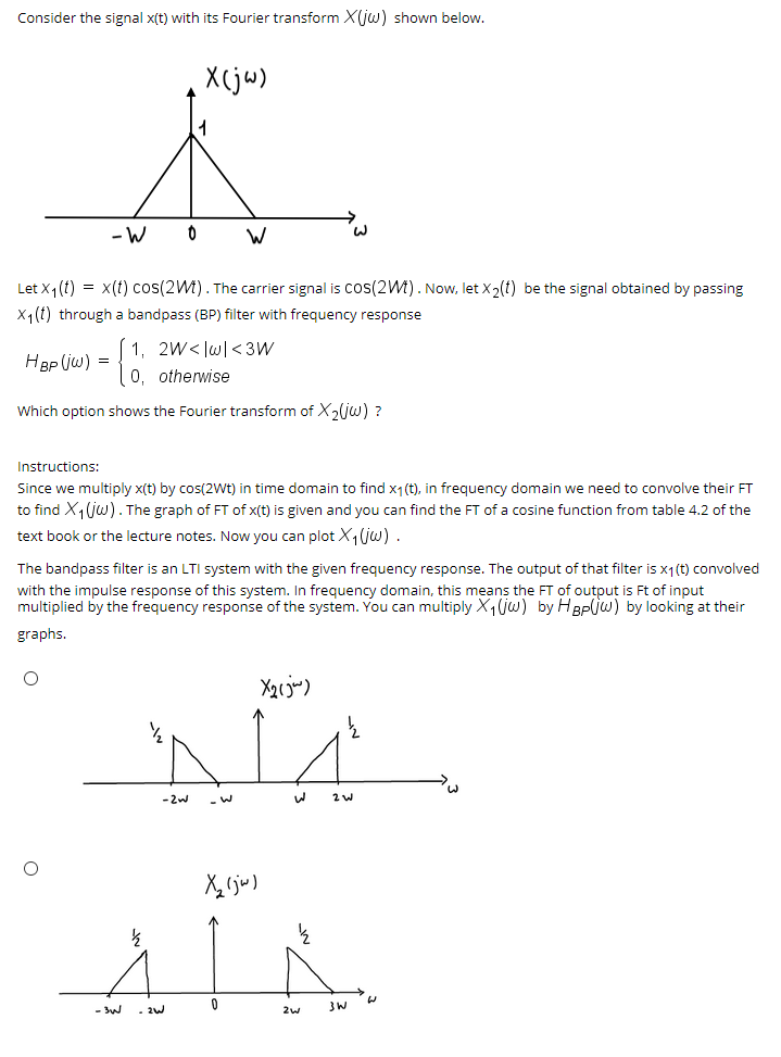 Solved Consider the signal x(t) with its Fourier transform | Chegg.com