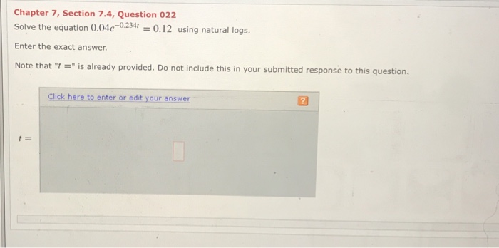 Solved Chapter 7, Section 7.4, Question 022 Solve the | Chegg.com
