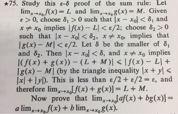 Solved *75. Study this ε-δ proof of the sum rule: Let | Chegg.com