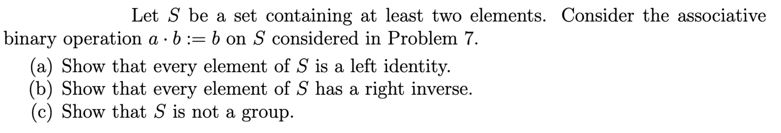 Solved Let S be a set containing at least two elements. | Chegg.com