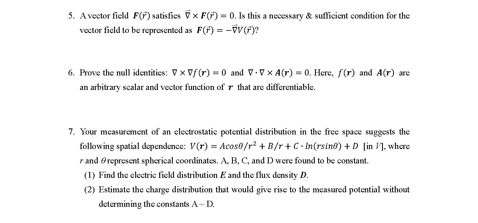Solved 1. Consider a vector field A=x3yzx^+xy3zy^+xyz3z^ and | Chegg.com