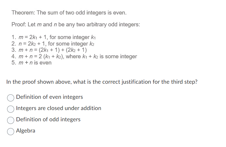 Solved Theorem The Sum Of Two Odd Integers Is Even Proof