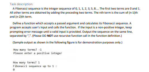 Solved Task description: A Fibonacci sequence is the integer | Chegg.com