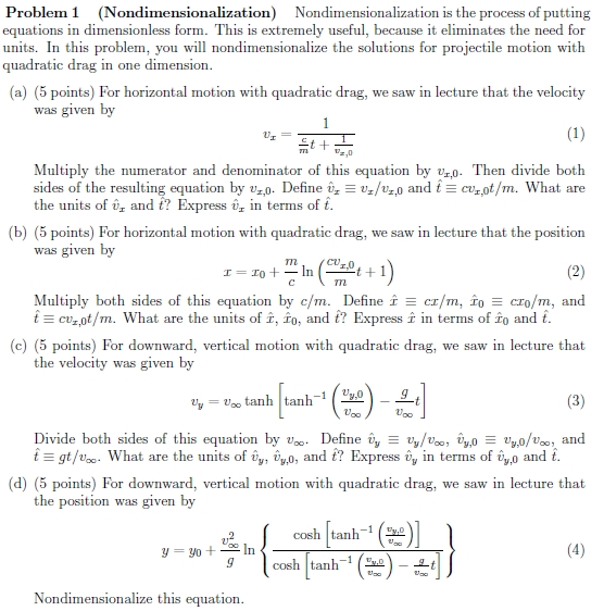Solved Problem 1 (Nondimensionalization) | Chegg.com