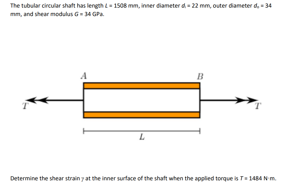 Solved The tubular circular shaft has length L=1508 mm, | Chegg.com
